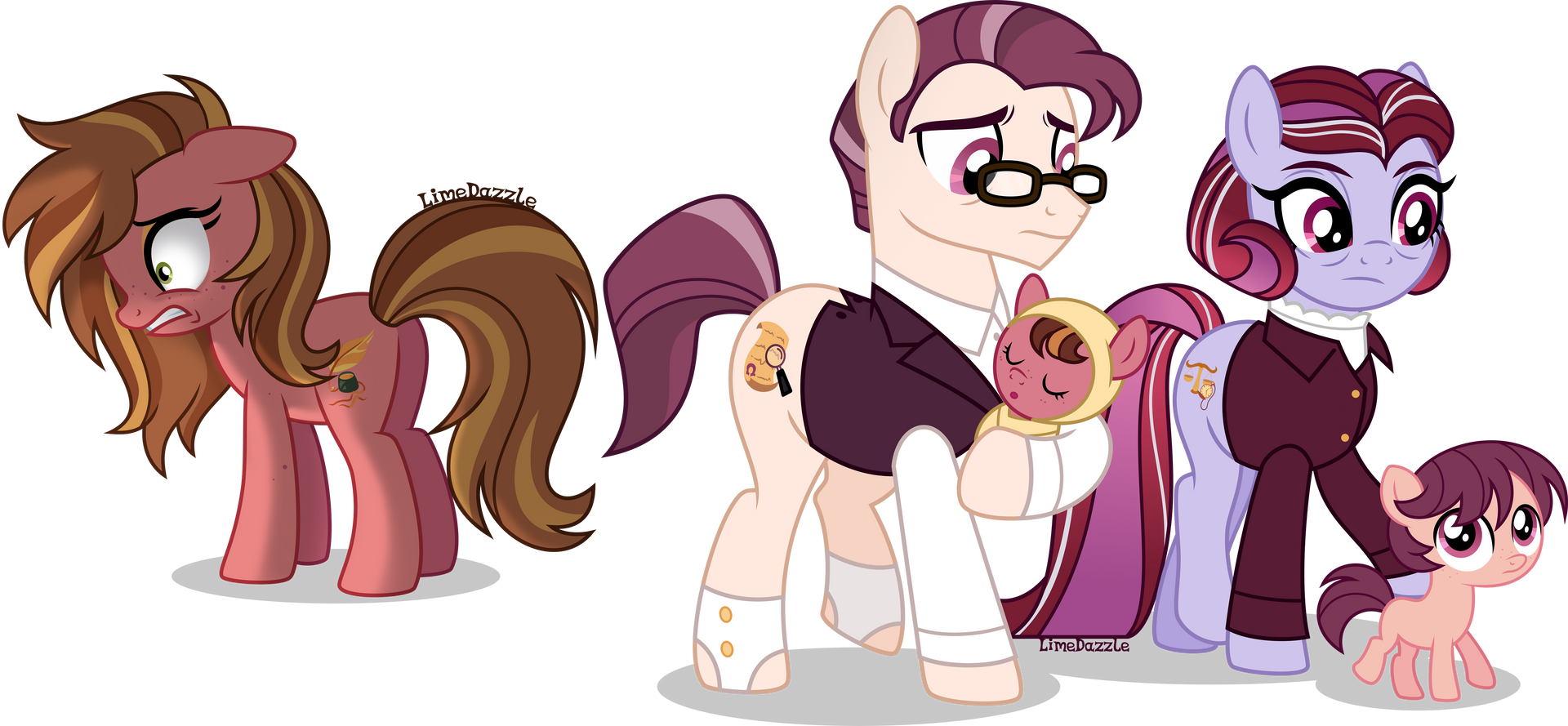 #3528155 - safe, artist:limedazzle, derpibooru import, oc, oc:daniel, oc:katherine, oc:madelyn ...