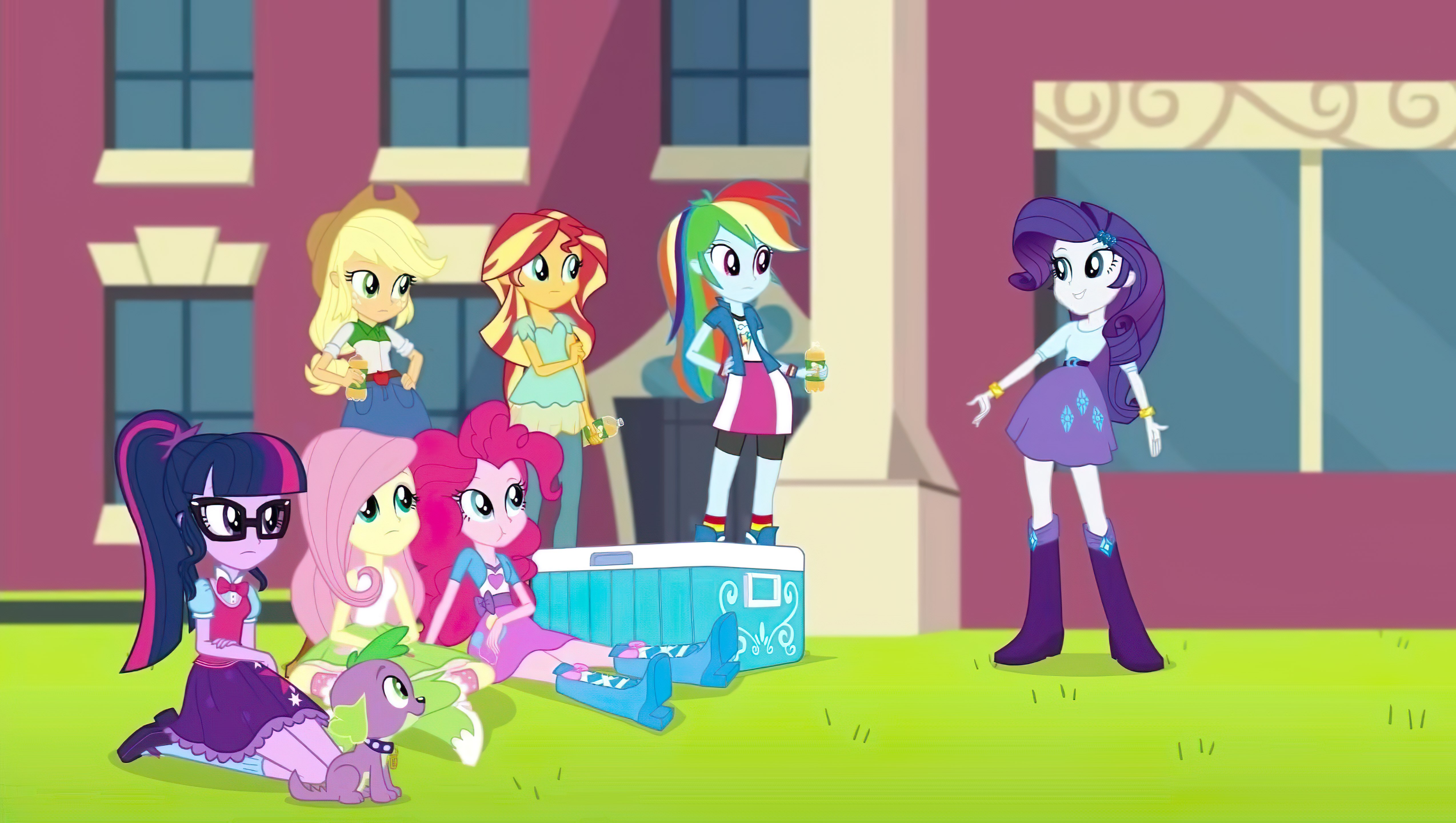 #3528279 - safe, derpibooru import, screencap, applejack, fluttershy, pinkie pie, rainbow dash ...