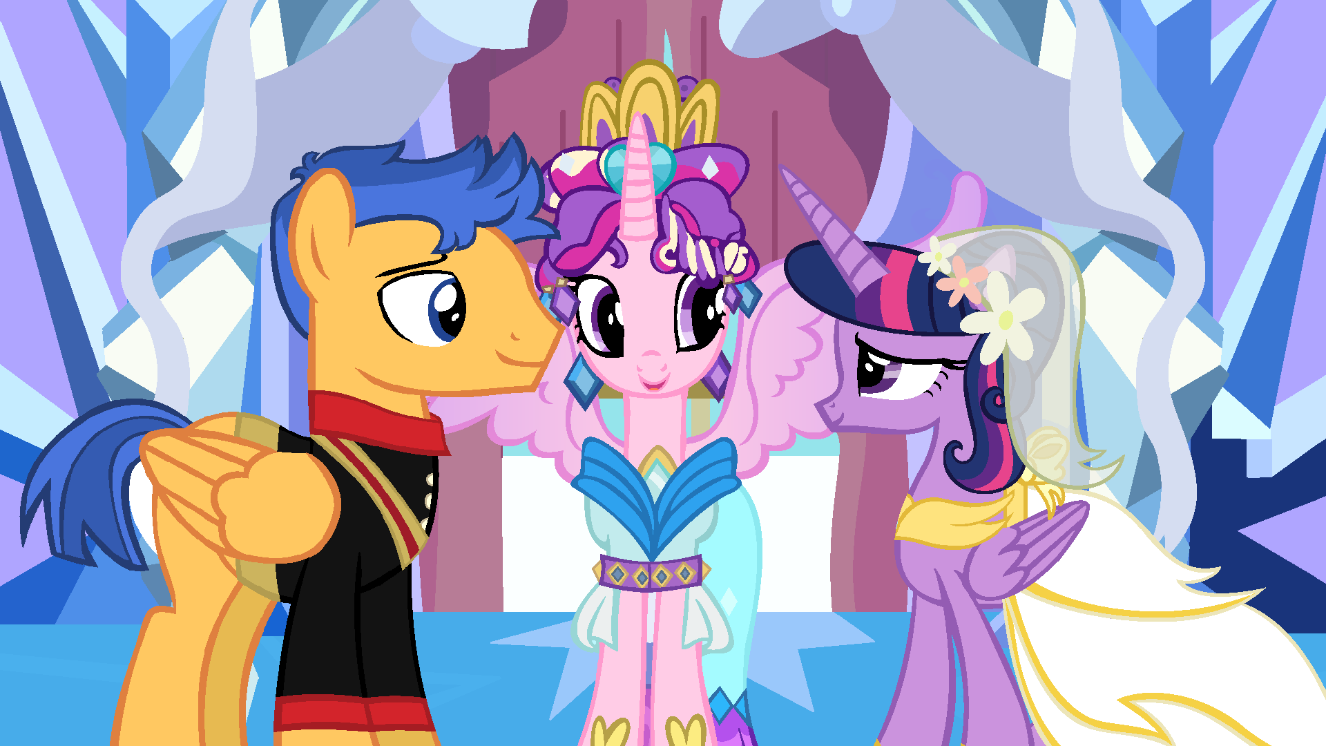 #3606341 - safe, artist:stunningswan, derpibooru import, flash sentry, princess cadance ...